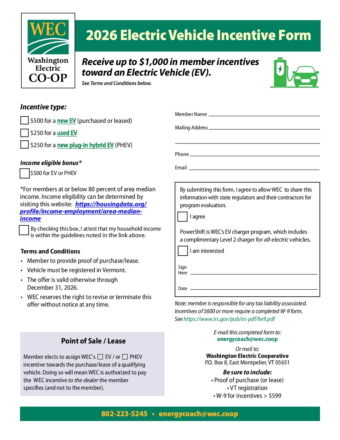 2026-WEC-EV-Incentive-Form | Washington Electric Coop